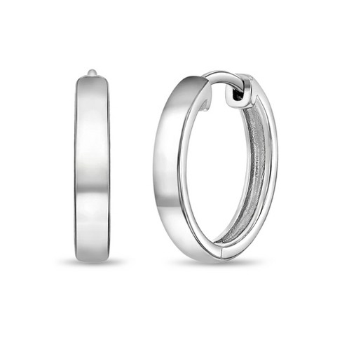 Girls' Classic 3mm Polished Huggie Hoop Sterling Silver Earrings - 13mm ...