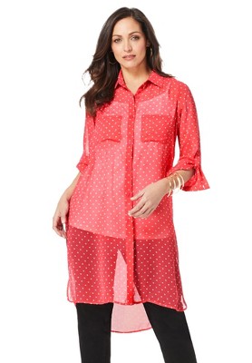 Jessica London Women’s Plus Size Sheer Georgette Mega Tunic, 14 W ...