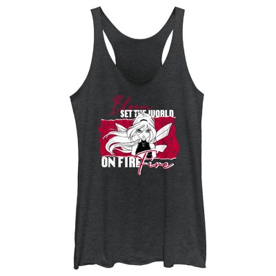Women's Winx Club Bloom World On Fire Racerback Tank Top - Black ...