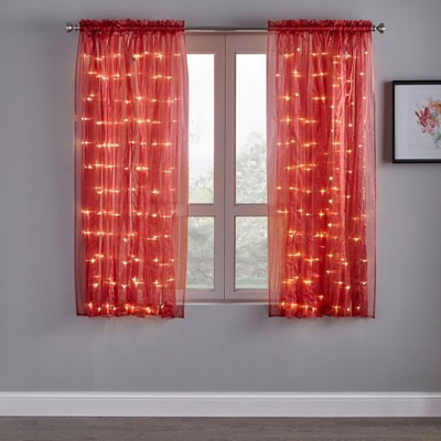 Brylanehome 63" Pre-lit Rod-pocket Curtain Panel - Burgundy : Target