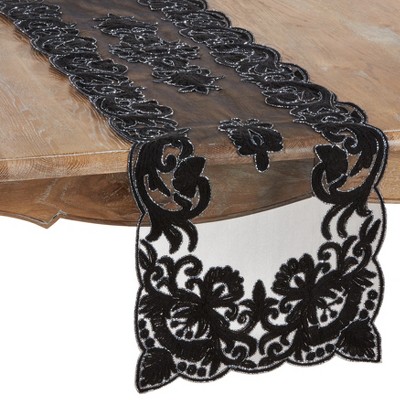 Saro Lifestyle Beaded Design Embroidered Table Runner : Target