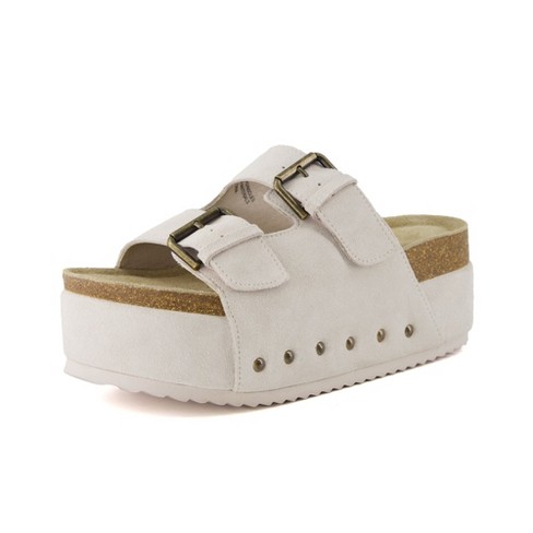 Cushionaire Women's Guru Genuine Leather Footbed Platform Sandal With ...