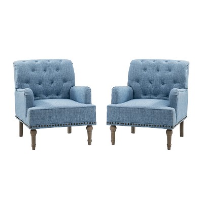 Set Of 2 Charlie Wooden Upholstery Livingroom Armchair With Button ...