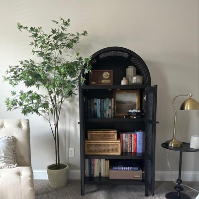 Woven Arched Wood Cabinet Black - Threshold™ : Target