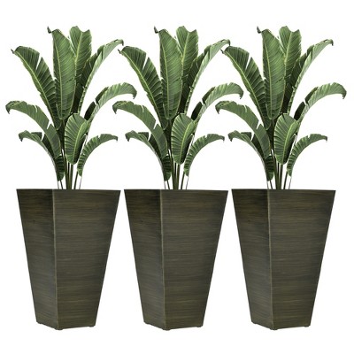 Outsunny 28" Tall Outdoor Planters, Set Of 3 Large Taper Planters With ...
