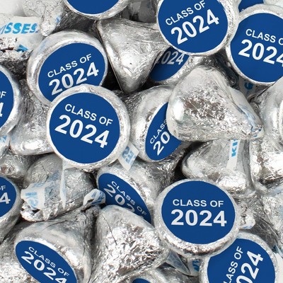 100 Pcs Blue Graduation Candy Hershey's Kisses Chocolate Class Of 2024 ...