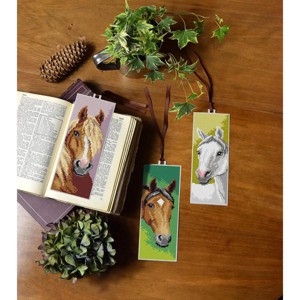 Orchidea Counted cross stitch kit with plastic canvas Bookmarks "Horses ...