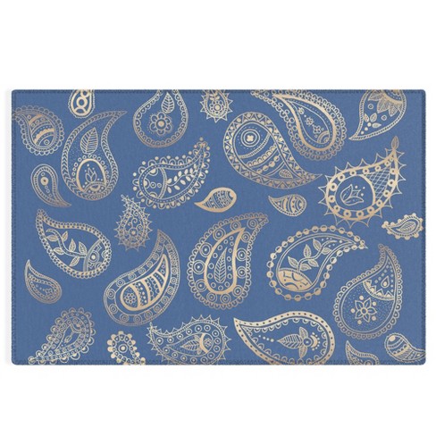 Cynthia Haller Classic Blue And Gold Paisley 4' X 6' Outdoor Rug - Deny ...