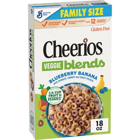 Cheerios Veggie Blends Blueberry Banana Family Size Cereal - 18oz : Target