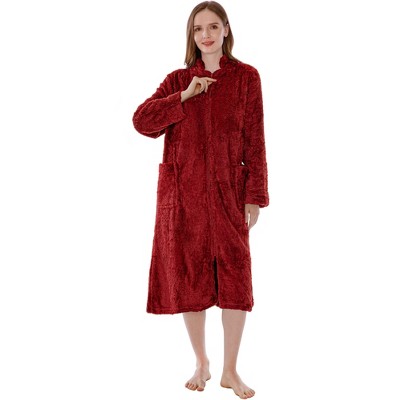 Pavilia Womens Fluffy Housecoat Zip Robe, Faux Shearling Zipped Up ...