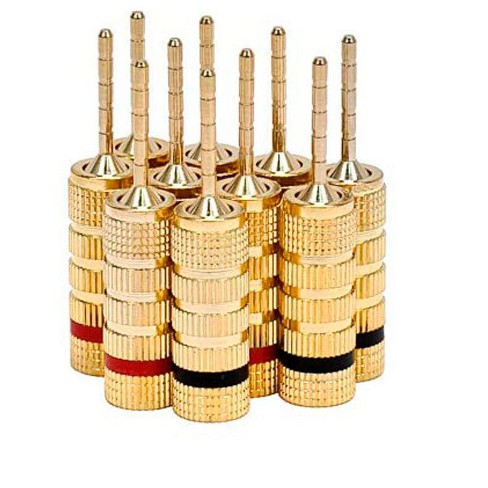 Monoprice High Quality Gold Plated Speaker Pin Plugs - 5 Pairs - Pin ...