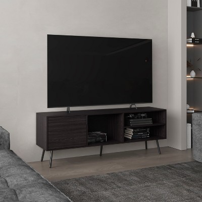 XIYUYEU Simple TV Stand with Multi-Functional Storage,Wooden ...