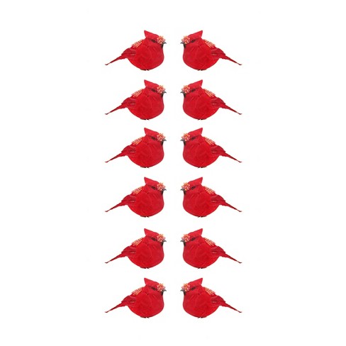 Northlight Pack Of 12 Chubby Red Beaded Cardinal Bird Christmas ...