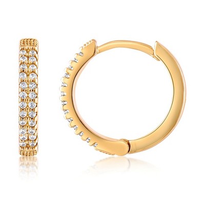 Kisper 18k Yellow Gold Plated Double Row Cubic Zirconia Small Hoop ...