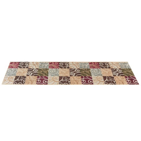 Collections Etc Color Block Scroll Accent Rug With Skid-resistant ...