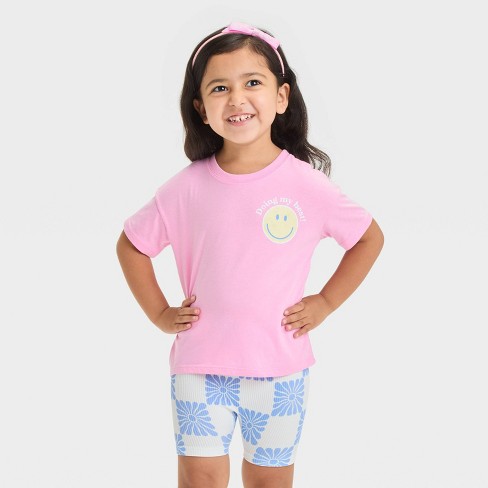 Grayson Mini Toddler Girls' Short Sleeve T-shirt - Pink Smile 3t : Target