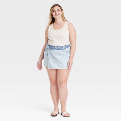 Women's Wrap Denim Skort - Universal Thread™ Light Wash 18 : Target
