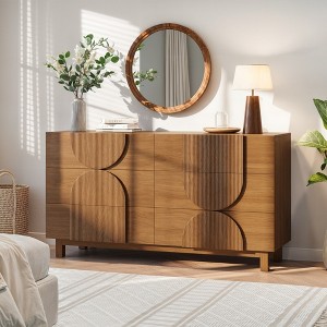 Whisen 6-Drawer Modern Geometric Dresser, Half-Circle Accent Wide ...