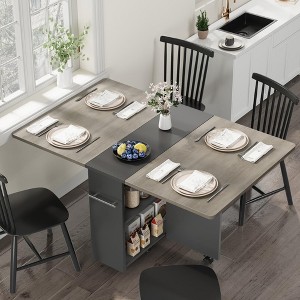 Folding Dining Table with 2 Storage Racks