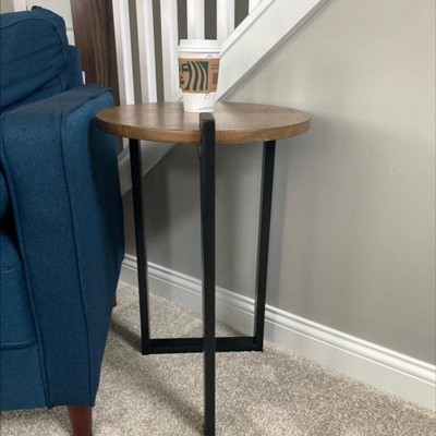 Contemporary Round End Table Gray/black - Flora Home : Target