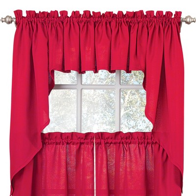 Collections Etc Glasgow Solid Color Elegant Swag Window Curtain Red ...
