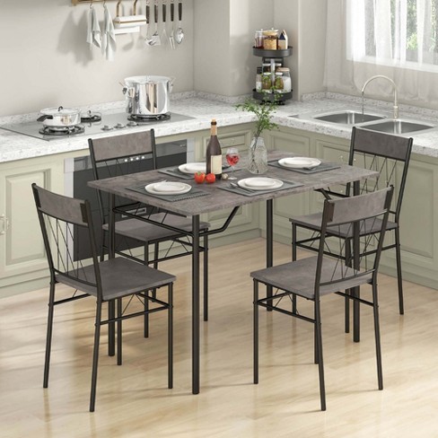 Costway 5pcs Dining Table Set For 4 Rectangular Kitchen Table & 4 ...