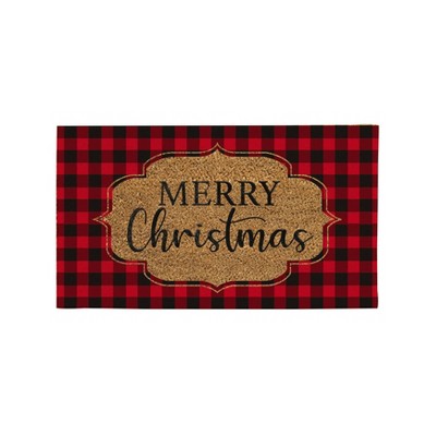 Evergreen Buffalo Check Christmas Indoor Outdoor Natural Coir Doormat 1 ...