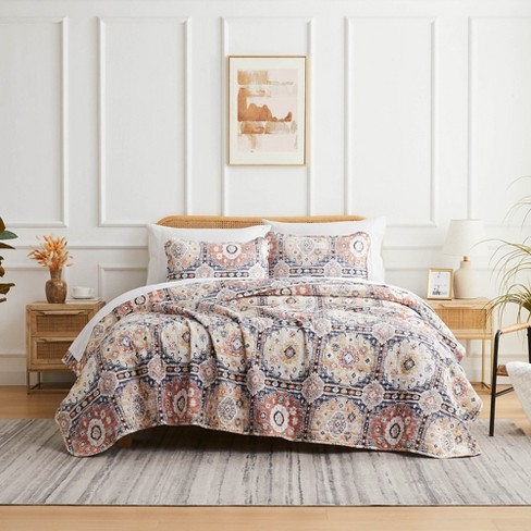 Southshore Fine Living Kilim Oversized 3-piece Quilt Set Natural King ...