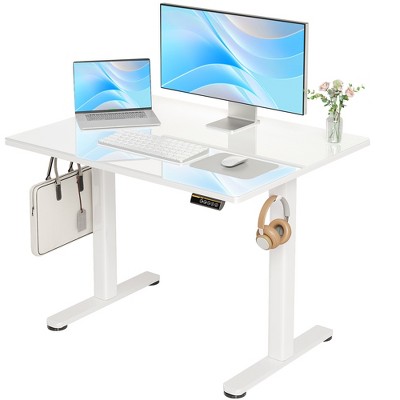 40" White Standing Desk – Adjustable Height Sit-Stand Desk with ...