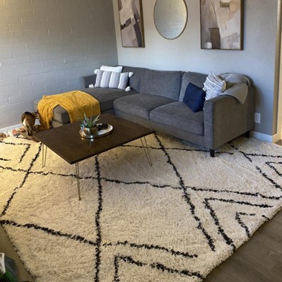 9'x12' Diamond Patterned Shag Woven Area Rug Black - Project 62™ : Target