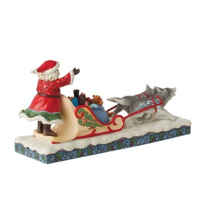 Jim Shore 4.5 Inch Merry Mushing Sledding Santa Dog Santa Figurines ...