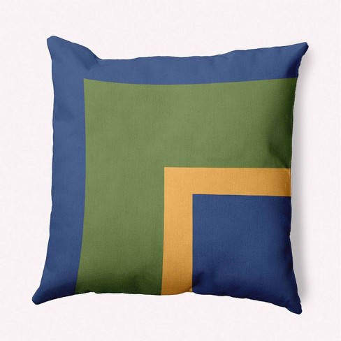 16"x16" Bold Blocks Square Throw Pillow Navy Blue - E By Design: Indoor ...