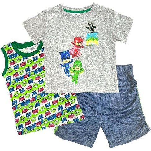 Pj Masks Toddler Boy's 3-piece T-shirt, Tank Top And Short Set, Gray ...