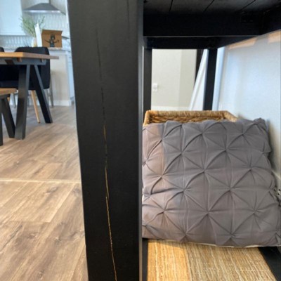 Console Table With Woven Rattan Shelf Black - Threshold™ Designed With ...