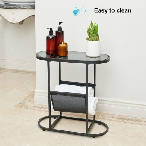 Glass Oval Skinny Black Side Table With Storage small Side Tables For Living Room small Nightstand With Storage small Bedside Table cuddlewood Target