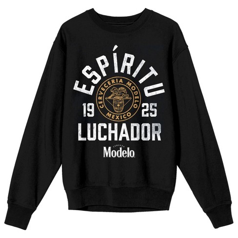 Modelo Espiritu Luchador Logo Crew Neck Long Sleeve Black Adult ...