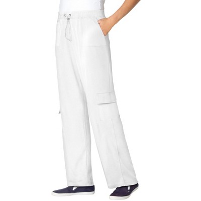 Woman Within Women's Plus Size Pull-On Knit Cargo Pant - 38/40, White ...