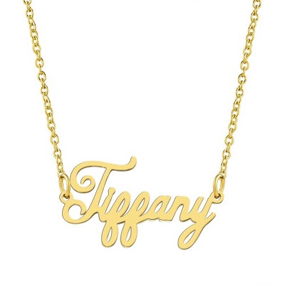 KISPER 18K Gold Plated Stainless Steel Personalized Name Pendant ...