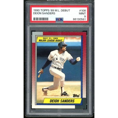 Deion Sanders Rookie Card 1990 Topps Major League Debut 1989 #108 Psa 9 ...