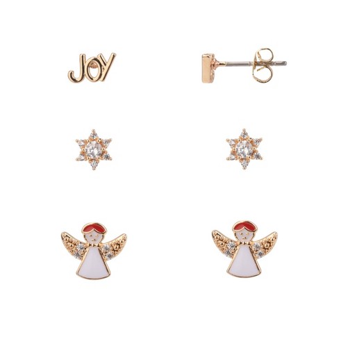 Fao Schwarz Star, Joy And Angel Trio Earring Set : Target
