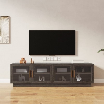 3pc Tara Entertainment Set With Open Shelving Distressed Gray - Crosley ...