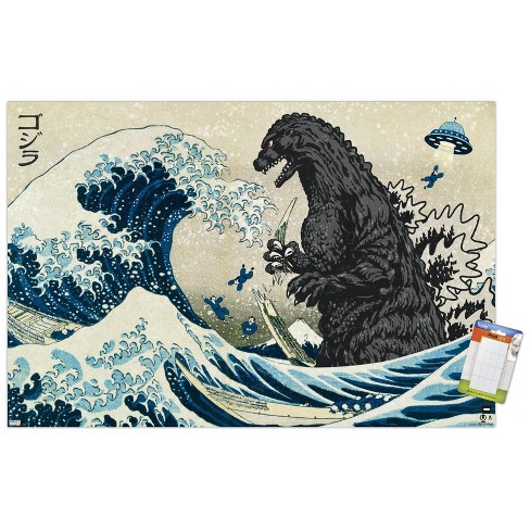 Trends International Godzilla - Great Wave Unframed Wall Poster Print ...