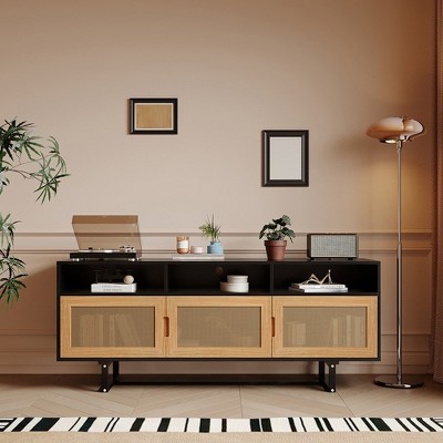 Modern Craftsman Entertainment Center Oak - Home Styles : Target