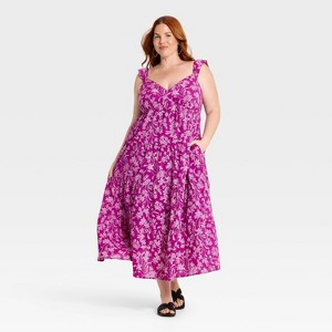 Women's Ruffle Sleeve Floral Print Maxi Sundress - Universal Threads ...