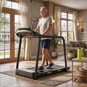 Foldable Walking Pad Treadmill for Seniors, Safe Stable Design with ...