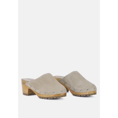Cedrus Fine Suede Studded Clogs Mules In Beige : Target