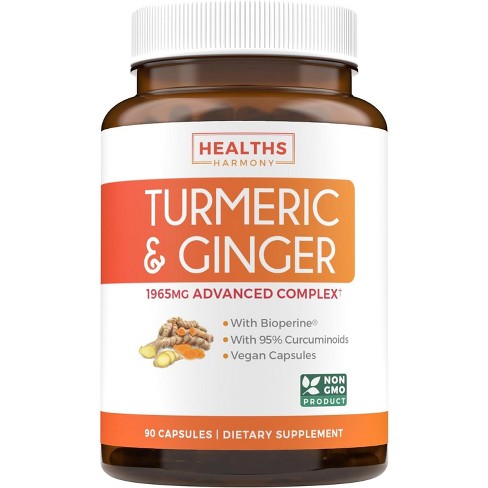 Turmeric Curcumin & Ginger Capsules, Black Pepper Bioperine, Ginger ...