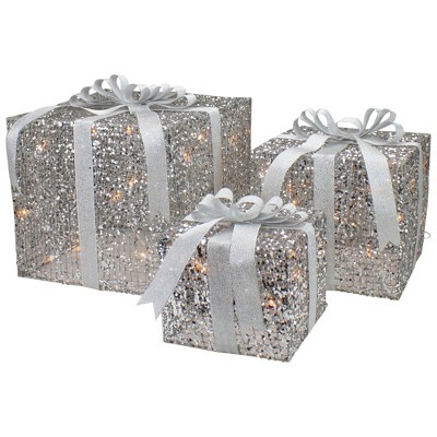 Northlight Led Lighted Glitter Threaded Gift Boxes Outdoor Christmas ...