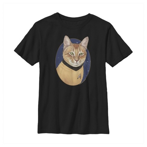 Boy's Star Trek Captain Kirk Cat T-shirt - Black - Medium : Target