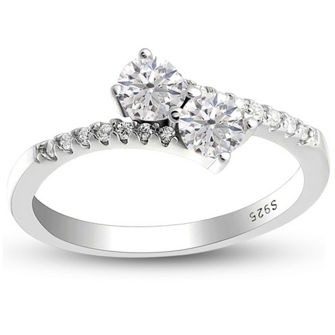 Tatiana Engagement Ring For Women Sterling Silver 2 Stone Promise Cz ...